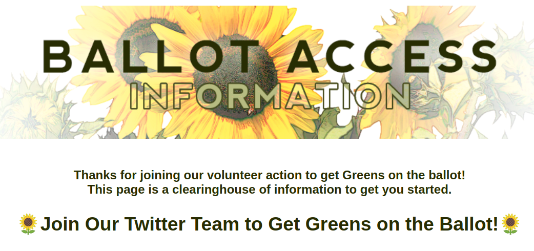Green Party Ballot Access Volunteer Information - Select a State